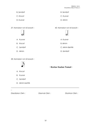 Final exam muzik tahun 5 | PDF