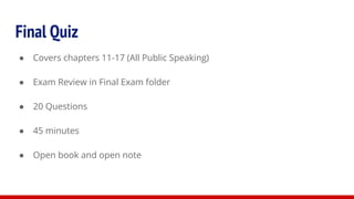 Final exam overview | PPT
