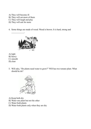 Exam Year 1- Science | PDF