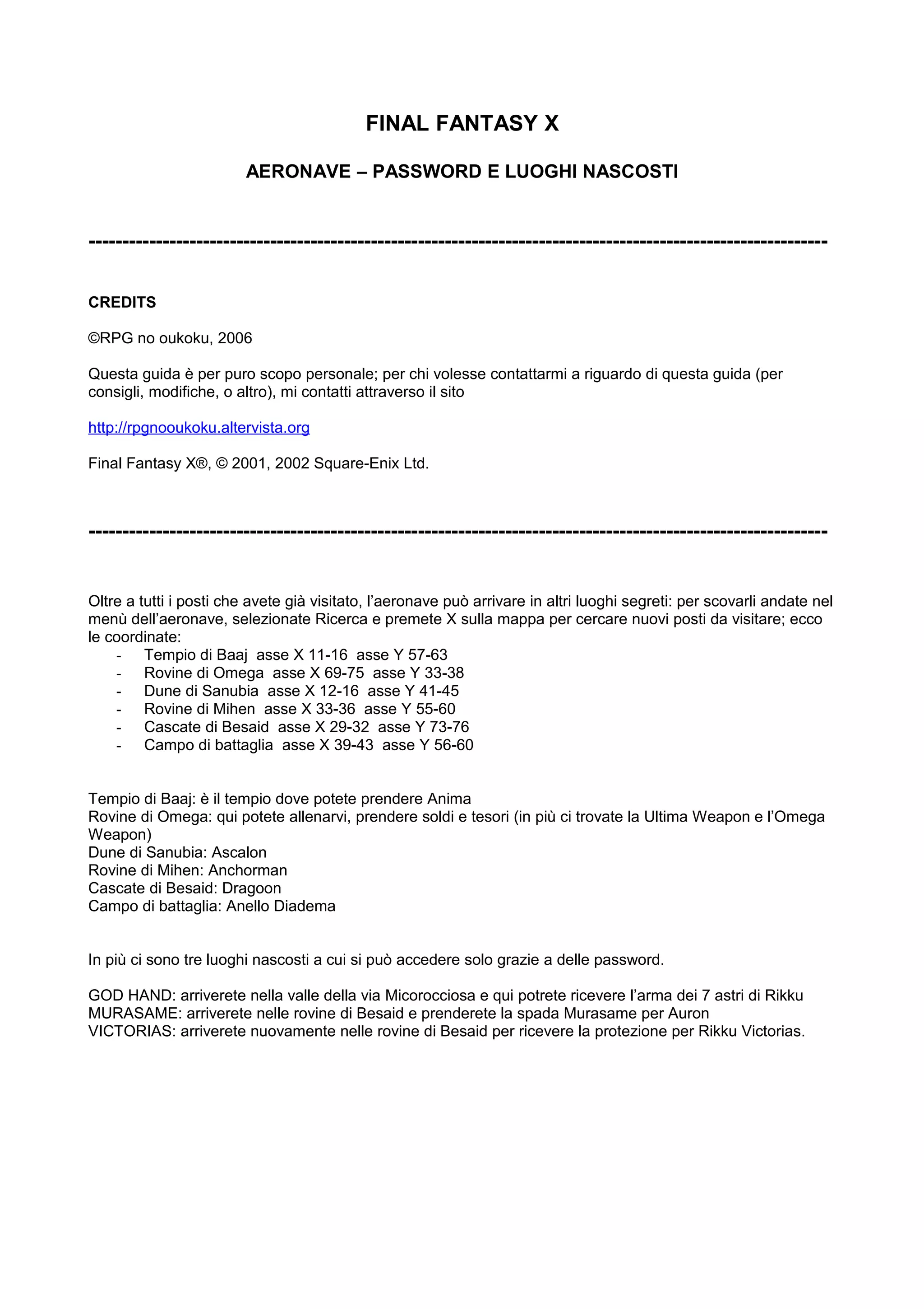 Final Fantasy X - aeronave | PDF