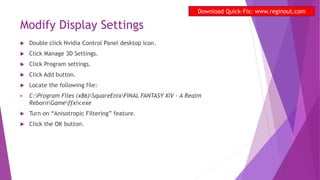 Final Fantasy XIV Crashes | PPTX | Operating Systems | Computer Software and Applications