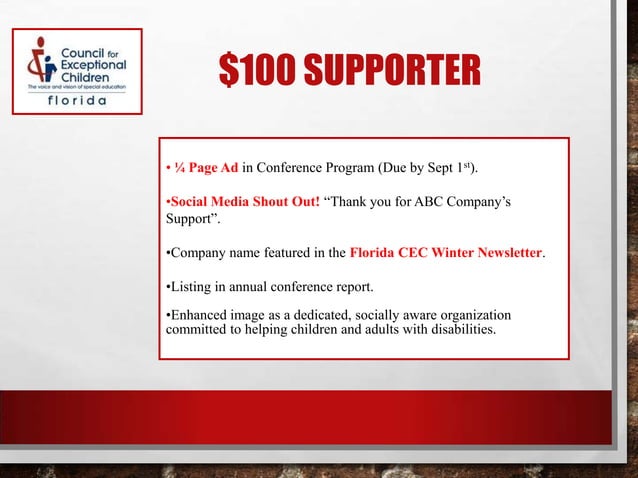 Florida CEC Vendor and Exhibitor Slide Deck | PPT