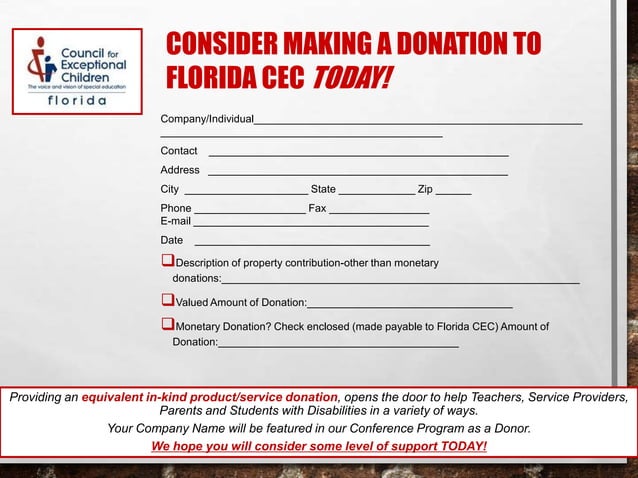 Florida CEC Vendor and Exhibitor Slide Deck | PPT