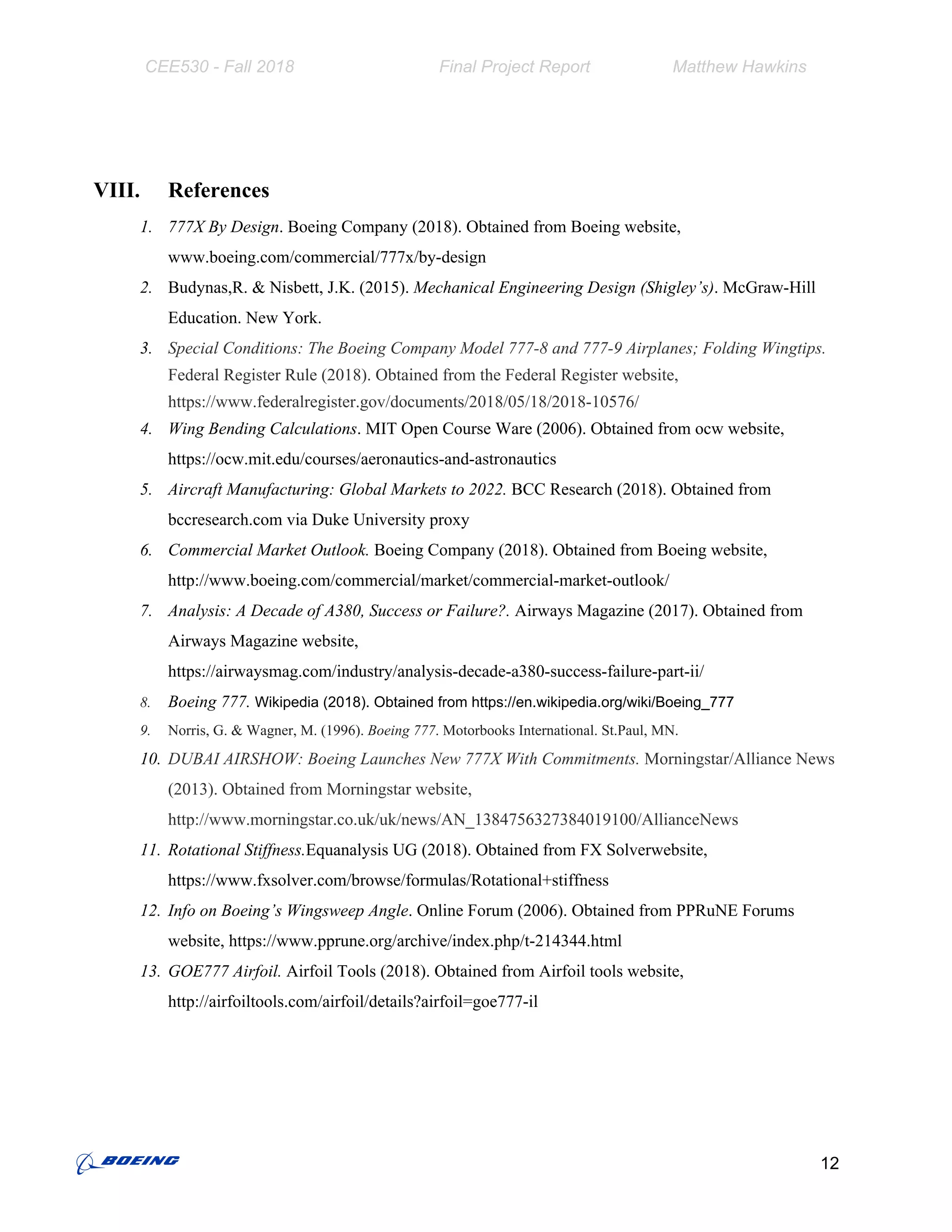 Boeing 777X Wingtip Analysis - FEM Final Project | PDF