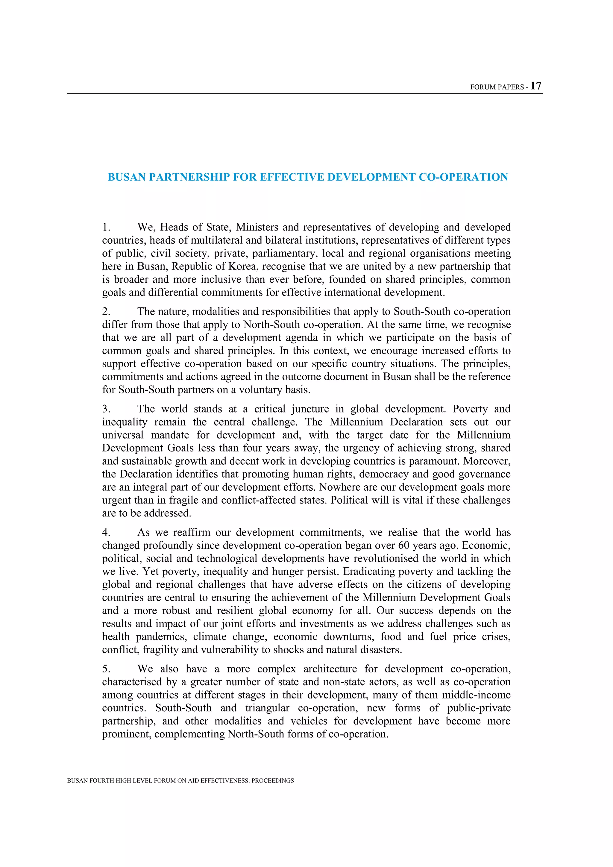 FOURTH HIGH LEVEL FORUM ON AID EFFECTIVENESS - Busan Korea 2011 | PDF