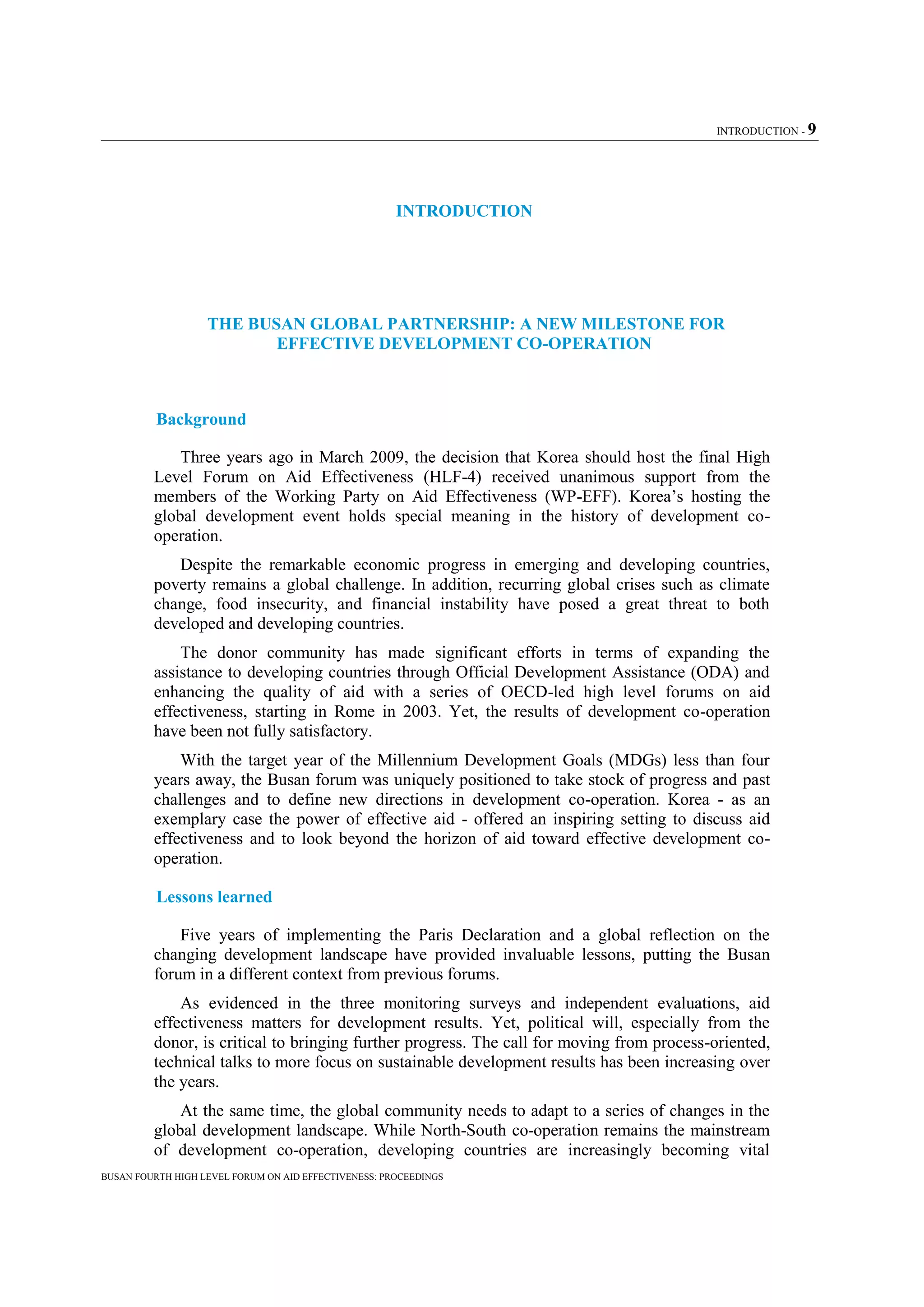 FOURTH HIGH LEVEL FORUM ON AID EFFECTIVENESS - Busan Korea 2011 | PDF