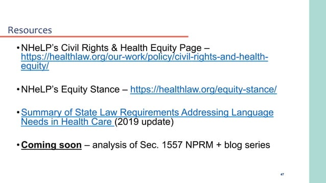 What Just Happened? The State of Language Access under Section 1557 | PPT