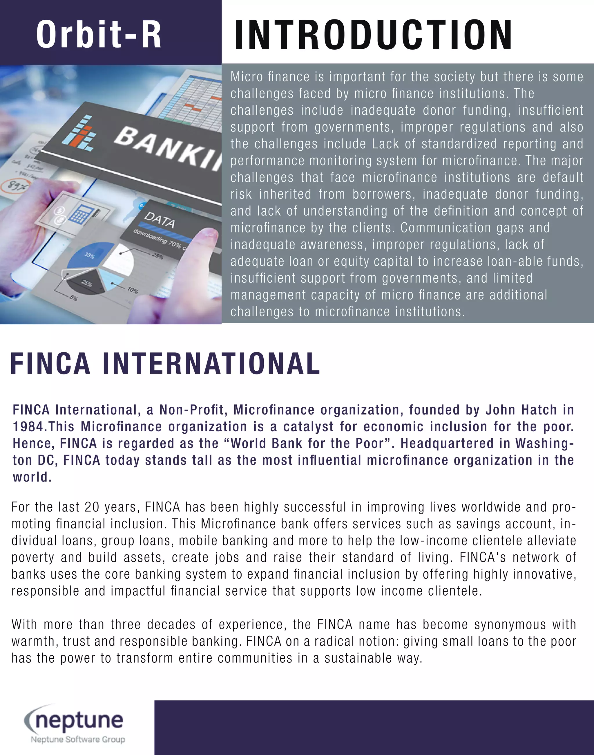 Orbit-R functioning as a centralised solution for microfinance with ...