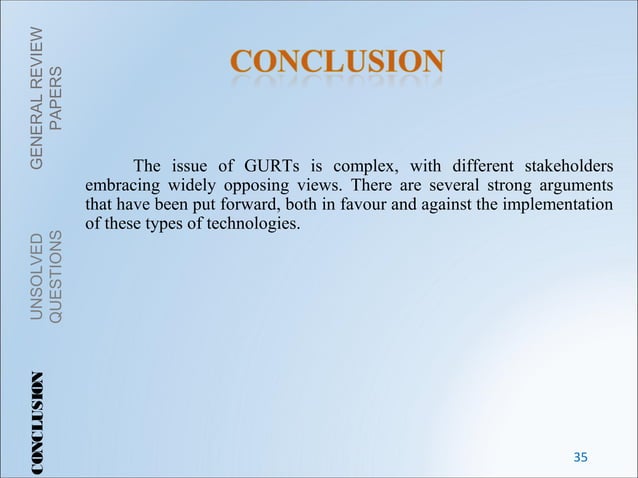 genetic use restriction technology ppt | PPT | Agriculture | Industries