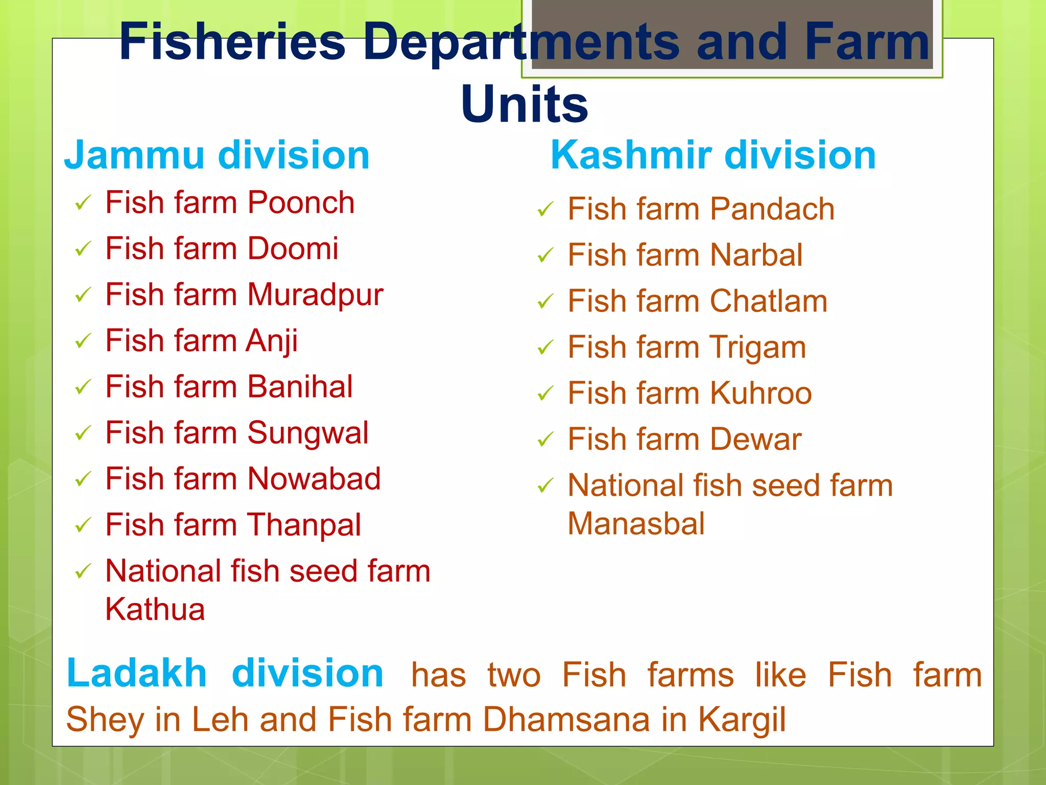FISHERIES OF JAMMU AND KASHMIR By MOHSIN ALI | PPTX