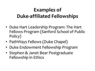 Focus on Post-Grad Fellowships | PPT