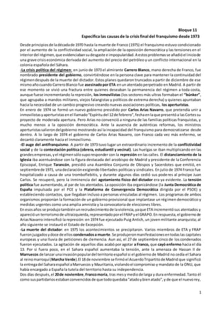 Bloque 11. Especifica las causas de la crisis final del franquismo ...