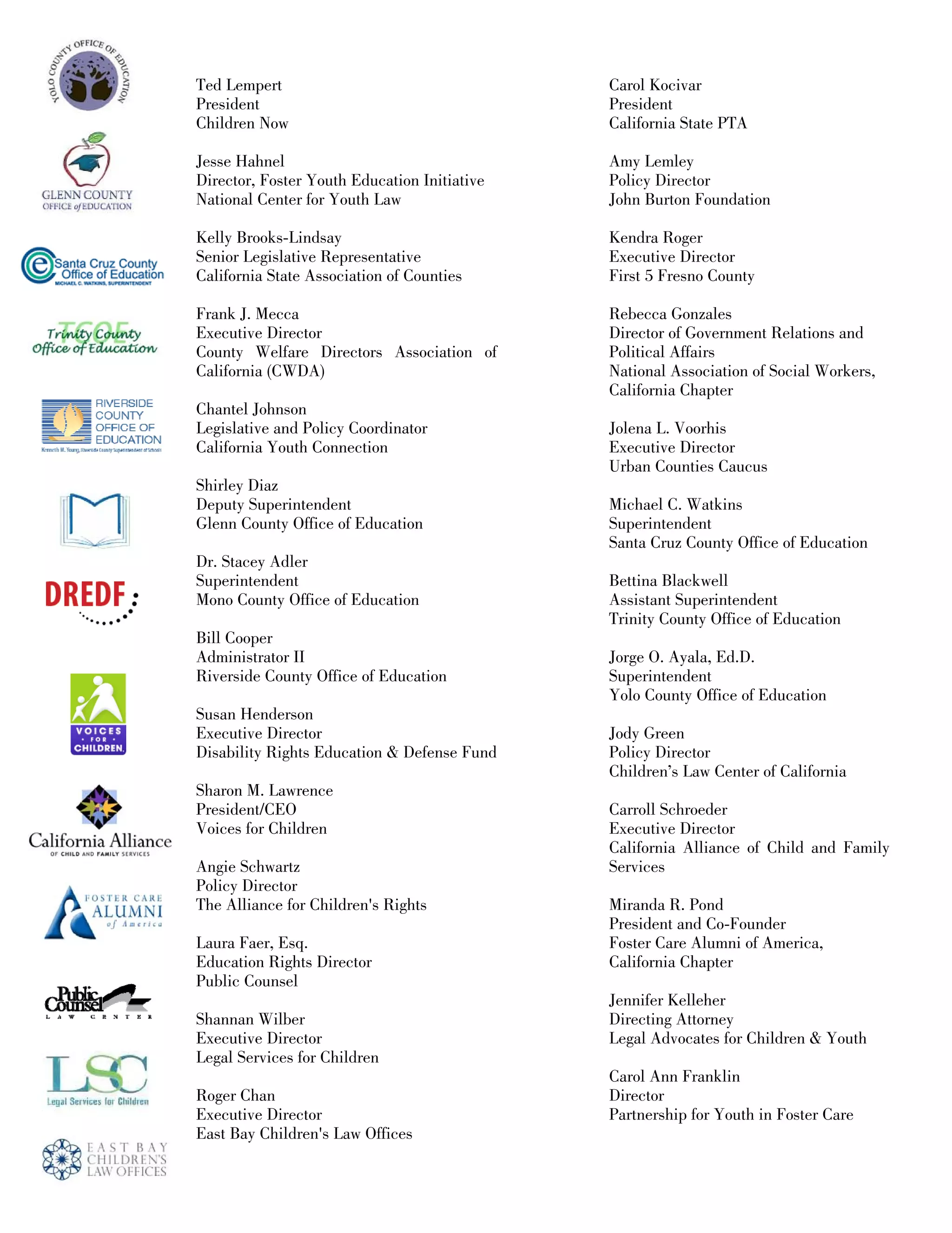 Letter of Opposition: Foster Youth Services in K12 Categorical Programs ...