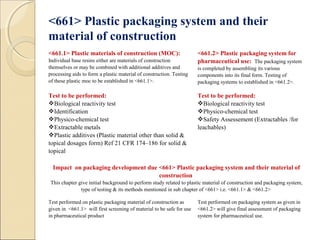 Final gap analysis and impact assessment for packaging development for ...