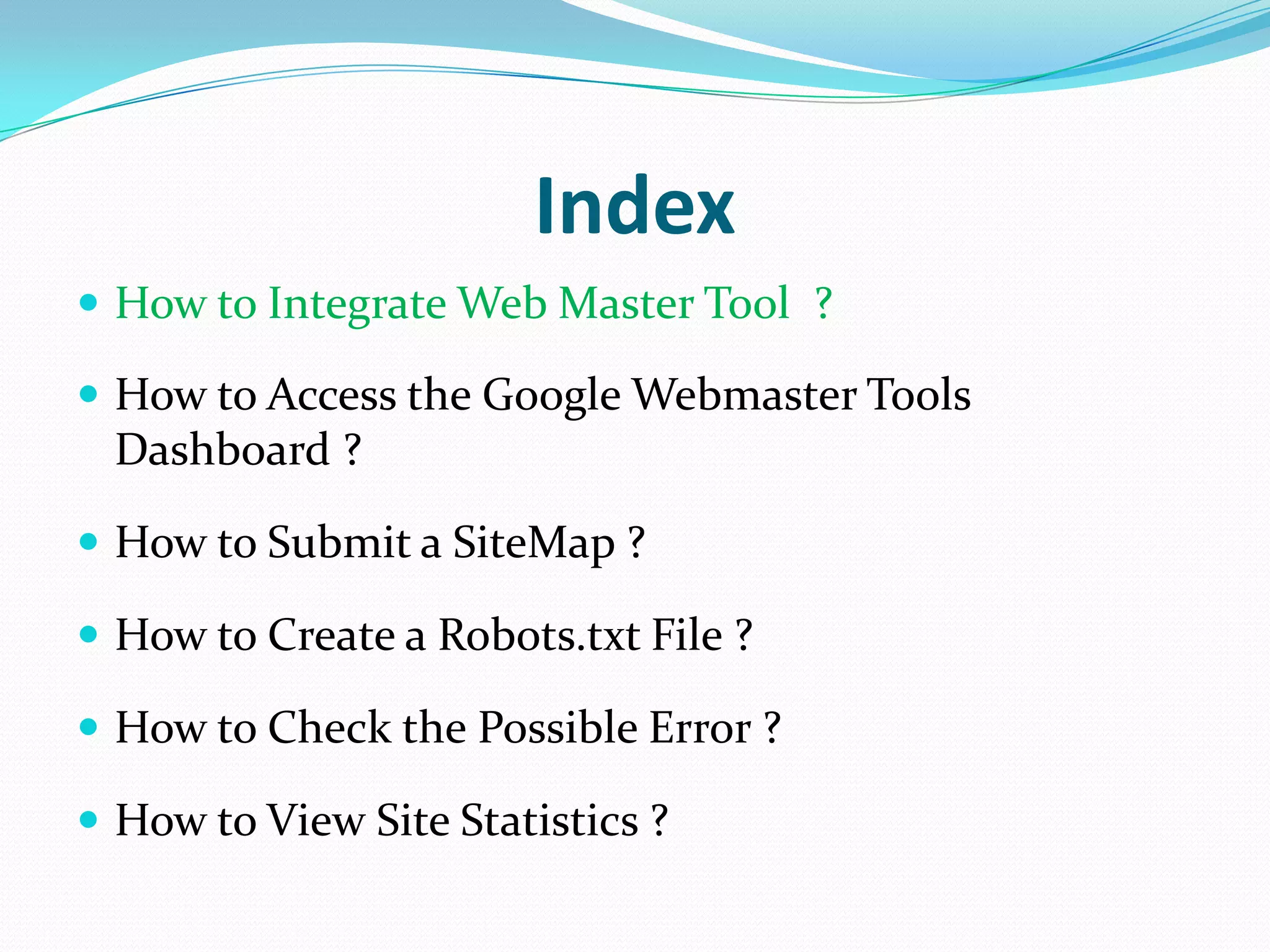 Google WebMaster Tool | PPTX