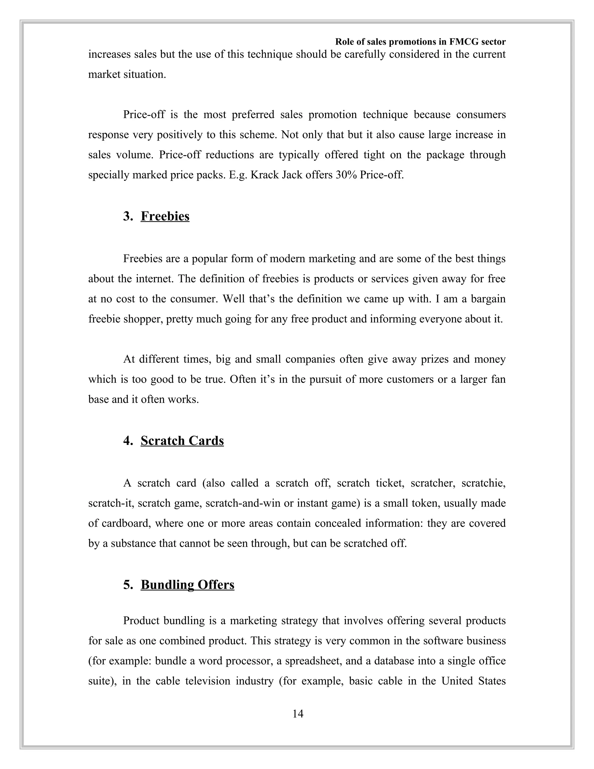 ROLE OF SALES PROMOTION ON FMCG | DOC