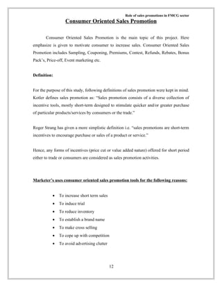 ROLE OF SALES PROMOTION ON FMCG | DOC