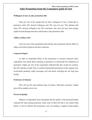 ROLE OF SALES PROMOTION ON FMCG | DOC