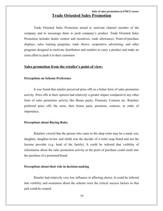 ROLE OF SALES PROMOTION ON FMCG | DOC