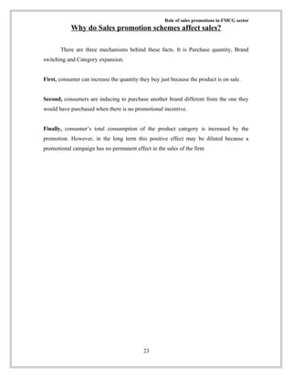 ROLE OF SALES PROMOTION ON FMCG | DOC