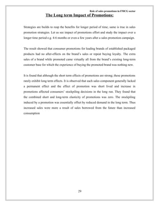 ROLE OF SALES PROMOTION ON FMCG | DOC