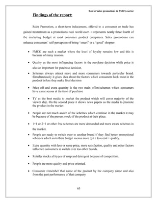 ROLE OF SALES PROMOTION ON FMCG | DOC