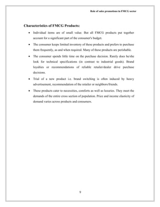 ROLE OF SALES PROMOTION ON FMCG | DOC
