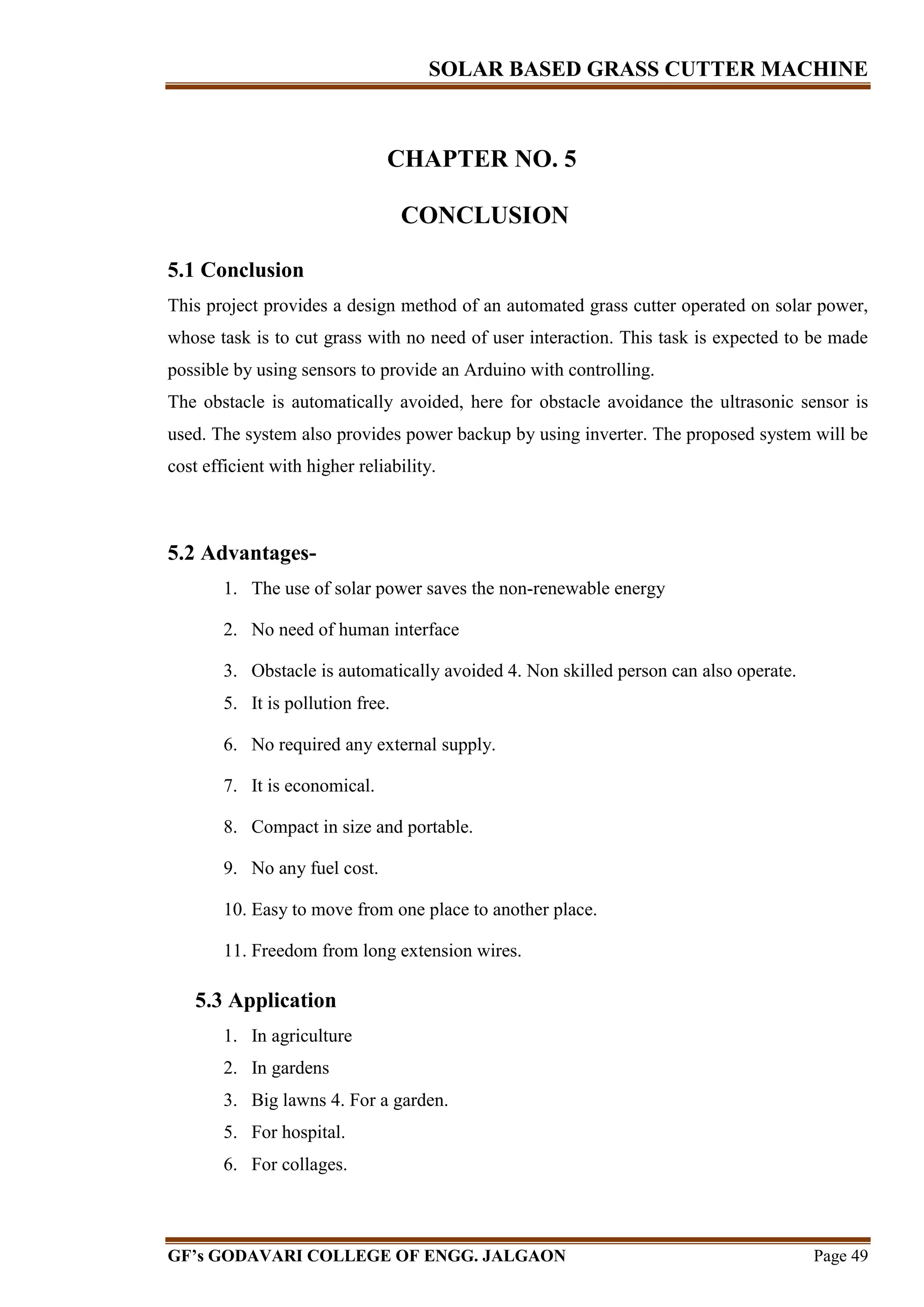 SOLAR BASED GRASS CUTTER MACHINE | PDF