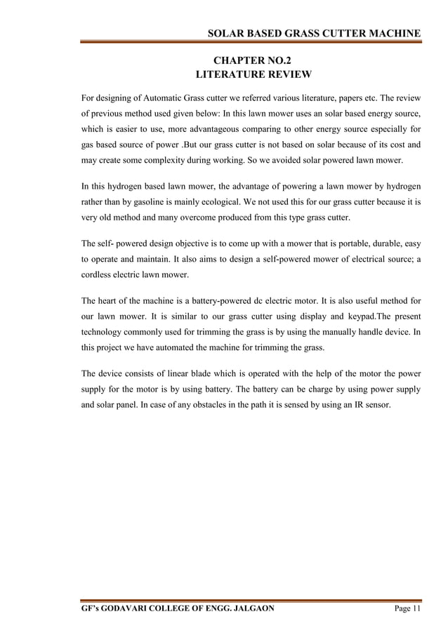 SOLAR BASED GRASS CUTTER MACHINE | PDF