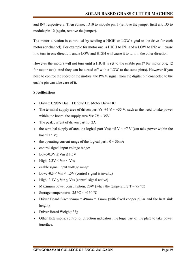 SOLAR BASED GRASS CUTTER MACHINE | PDF