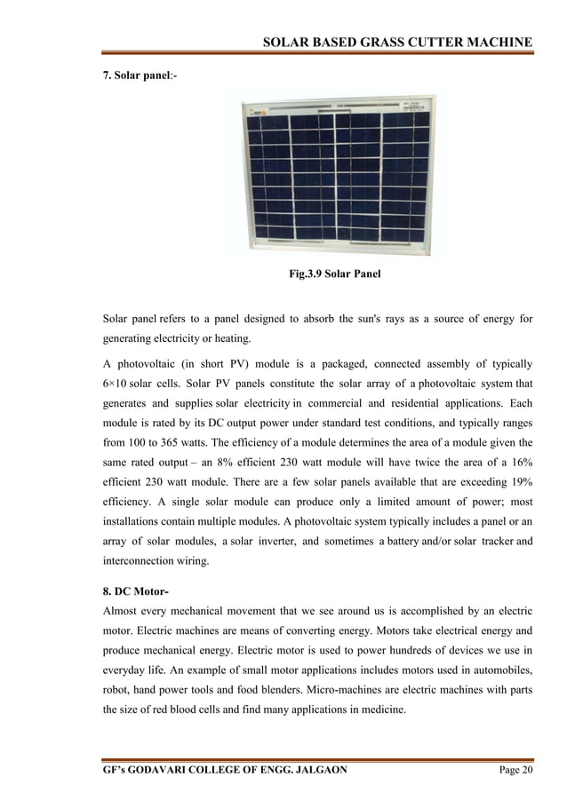 SOLAR BASED GRASS CUTTER MACHINE | PDF