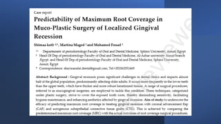 Art of predicting root coverage in localized gingival recession | PDF