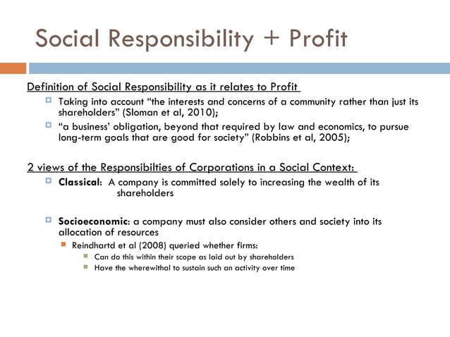 Social Responsibility + Profits - Friedman | PPS | Business | Business ...