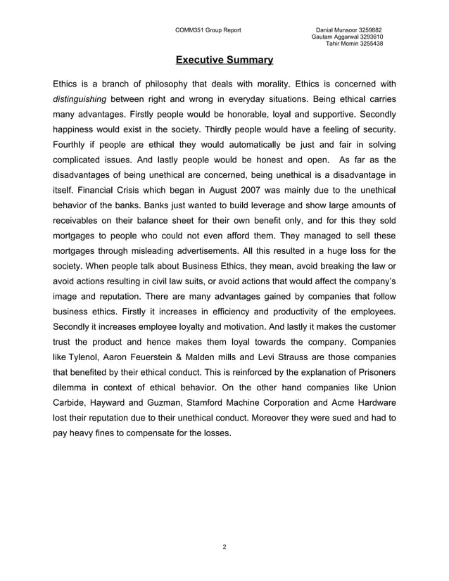 Why Be Ethical ? - Report | DOC