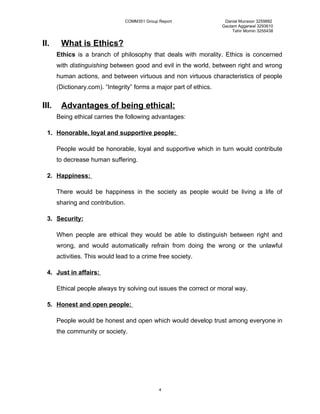 Why Be Ethical ? - Report | DOC