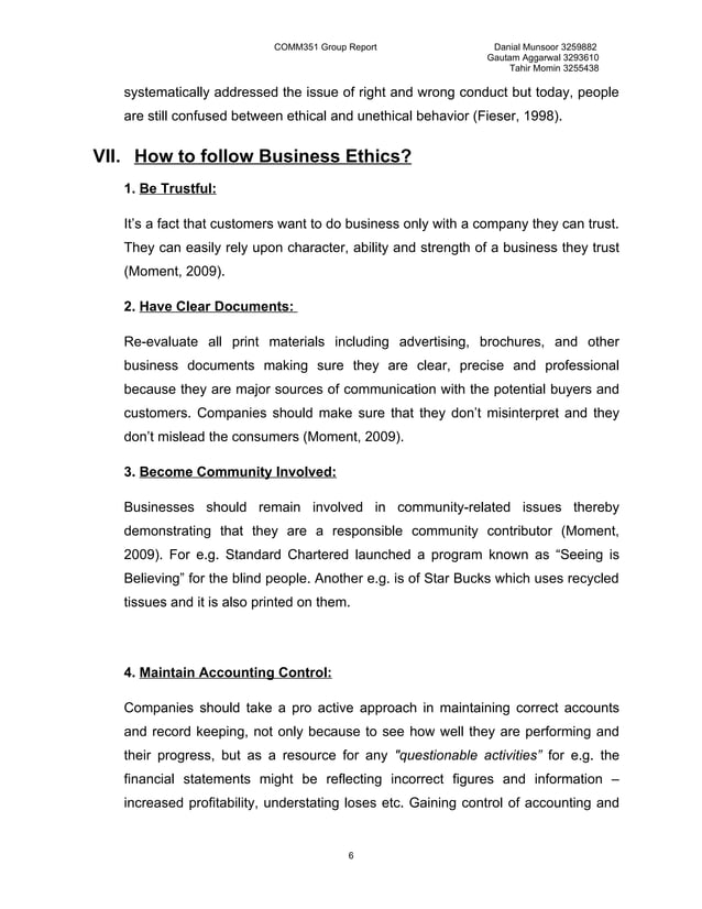 Why Be Ethical ? - Report | PDF