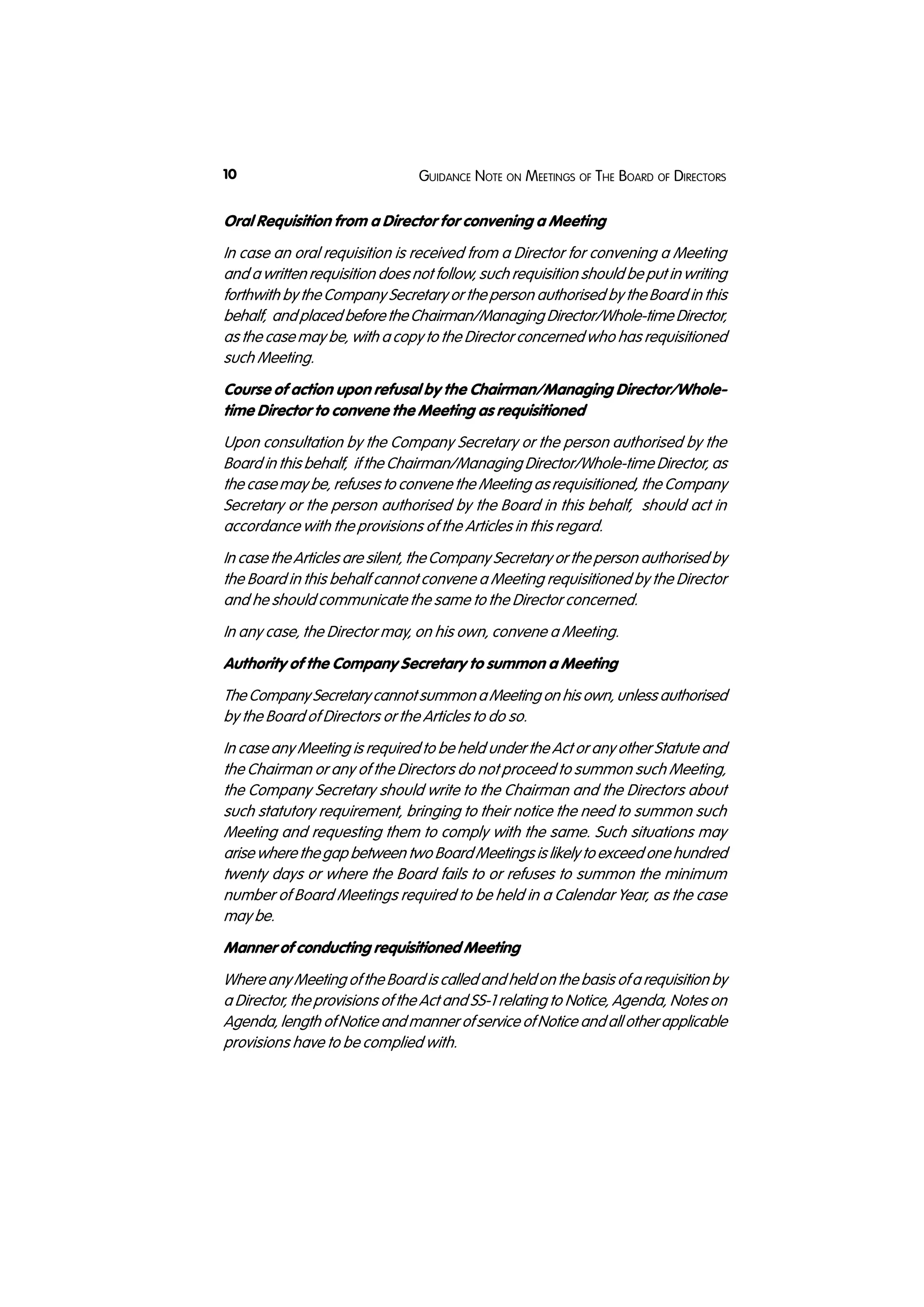Final guidance note on meeting of the board of directors by ICSI | PDF