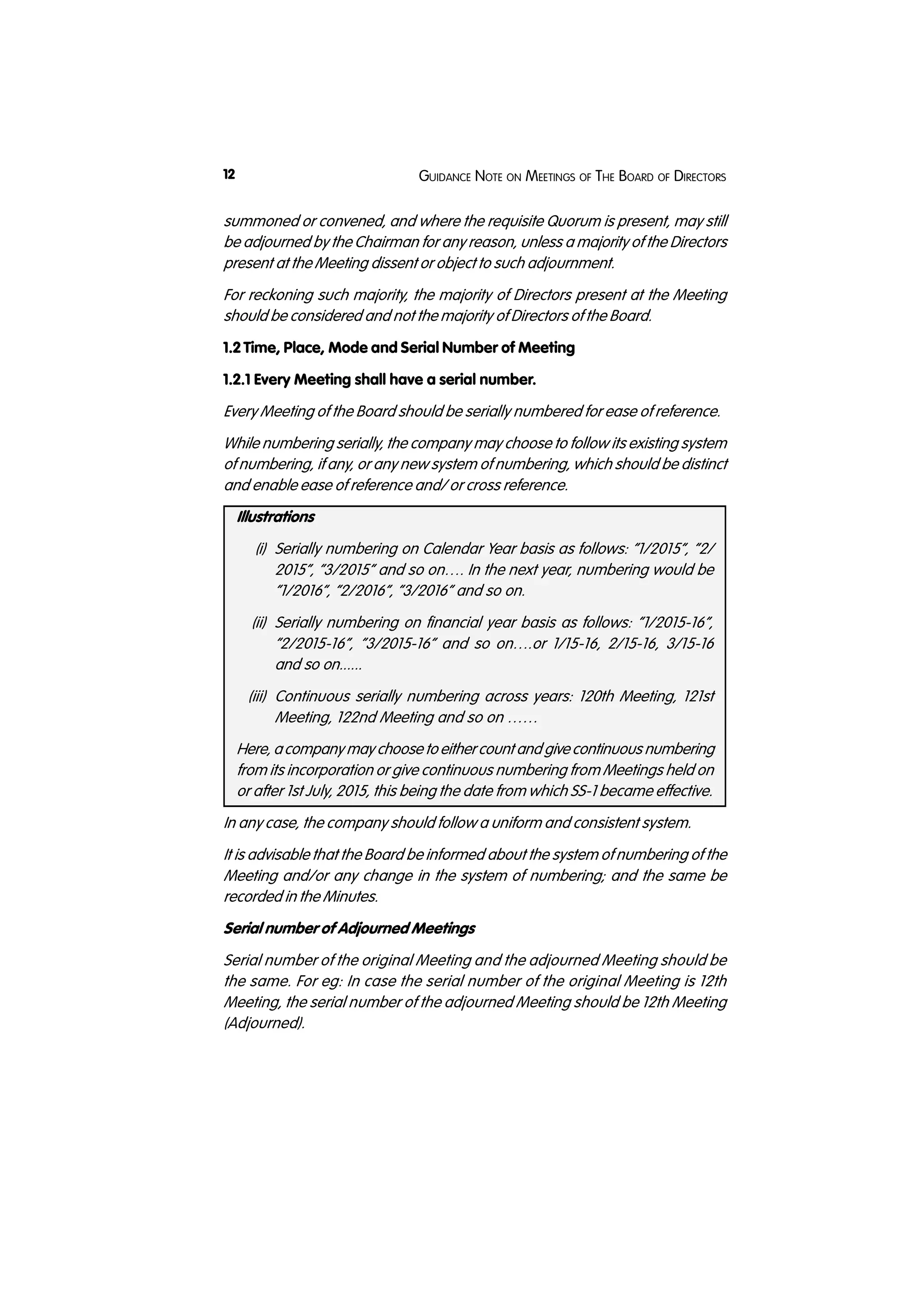 Final guidance note on meeting of the board of directors by ICSI | PDF