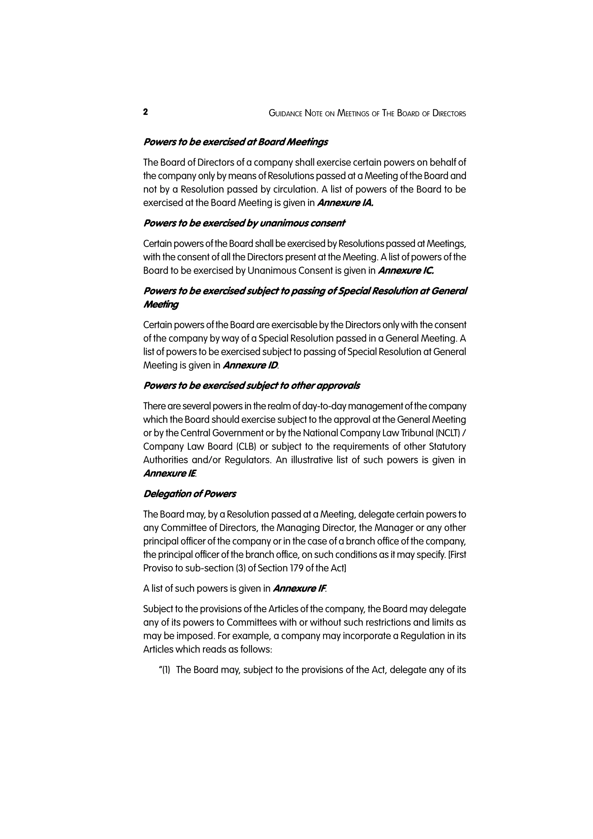 Final guidance note on meeting of the board of directors by ICSI | PDF