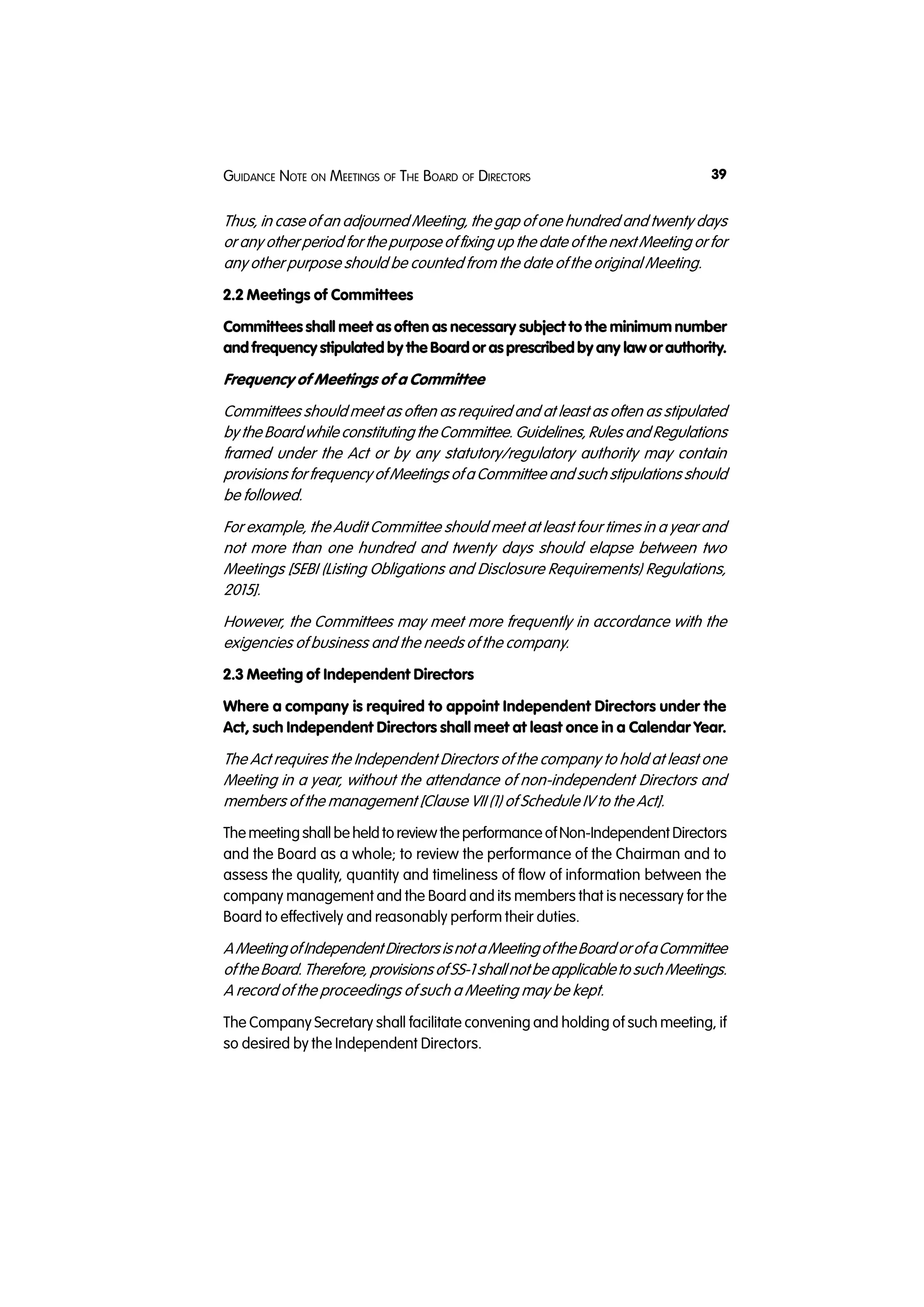 Final guidance note on meeting of the board of directors by ICSI | PDF