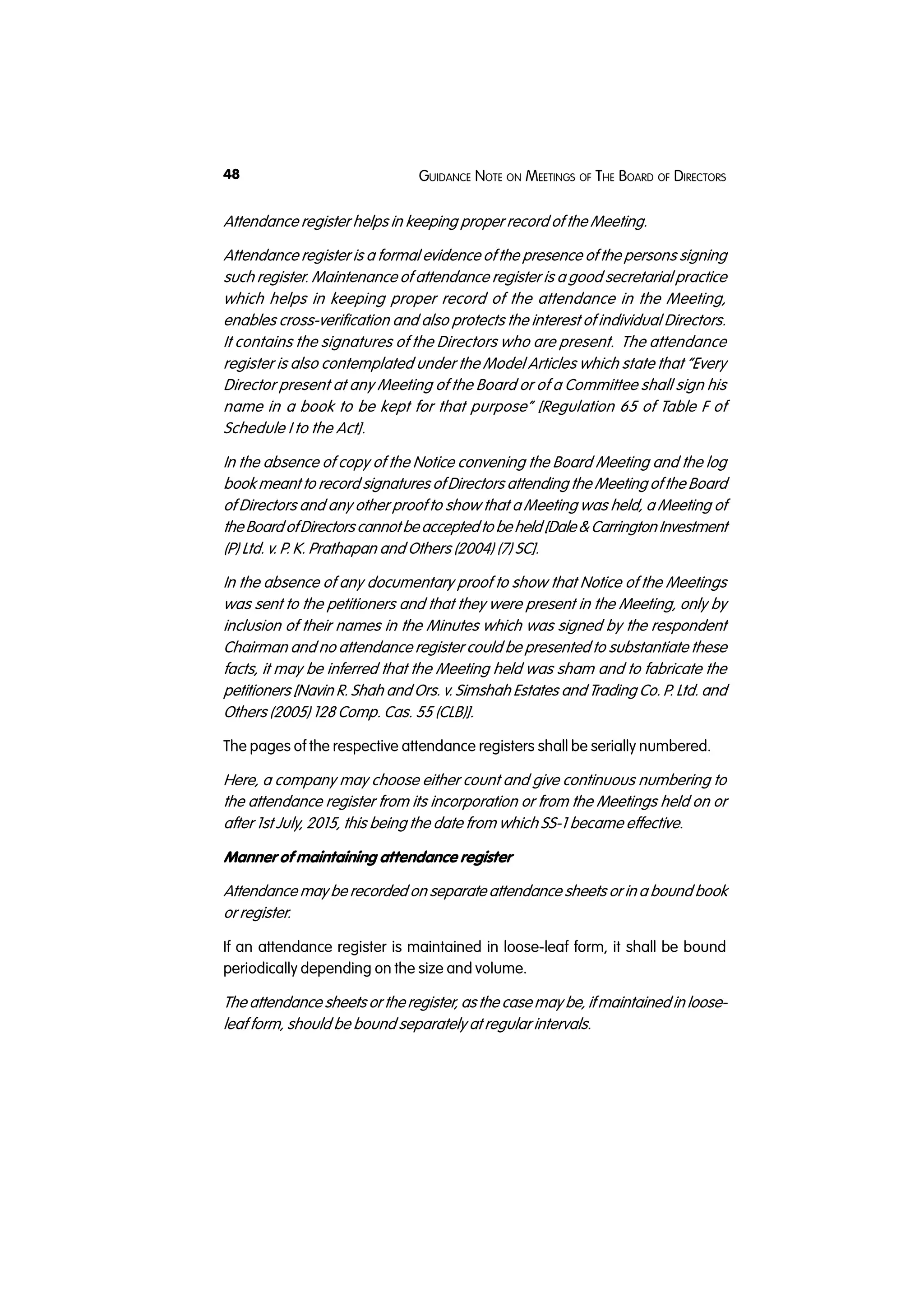 Final guidance note on meeting of the board of directors by ICSI | PDF