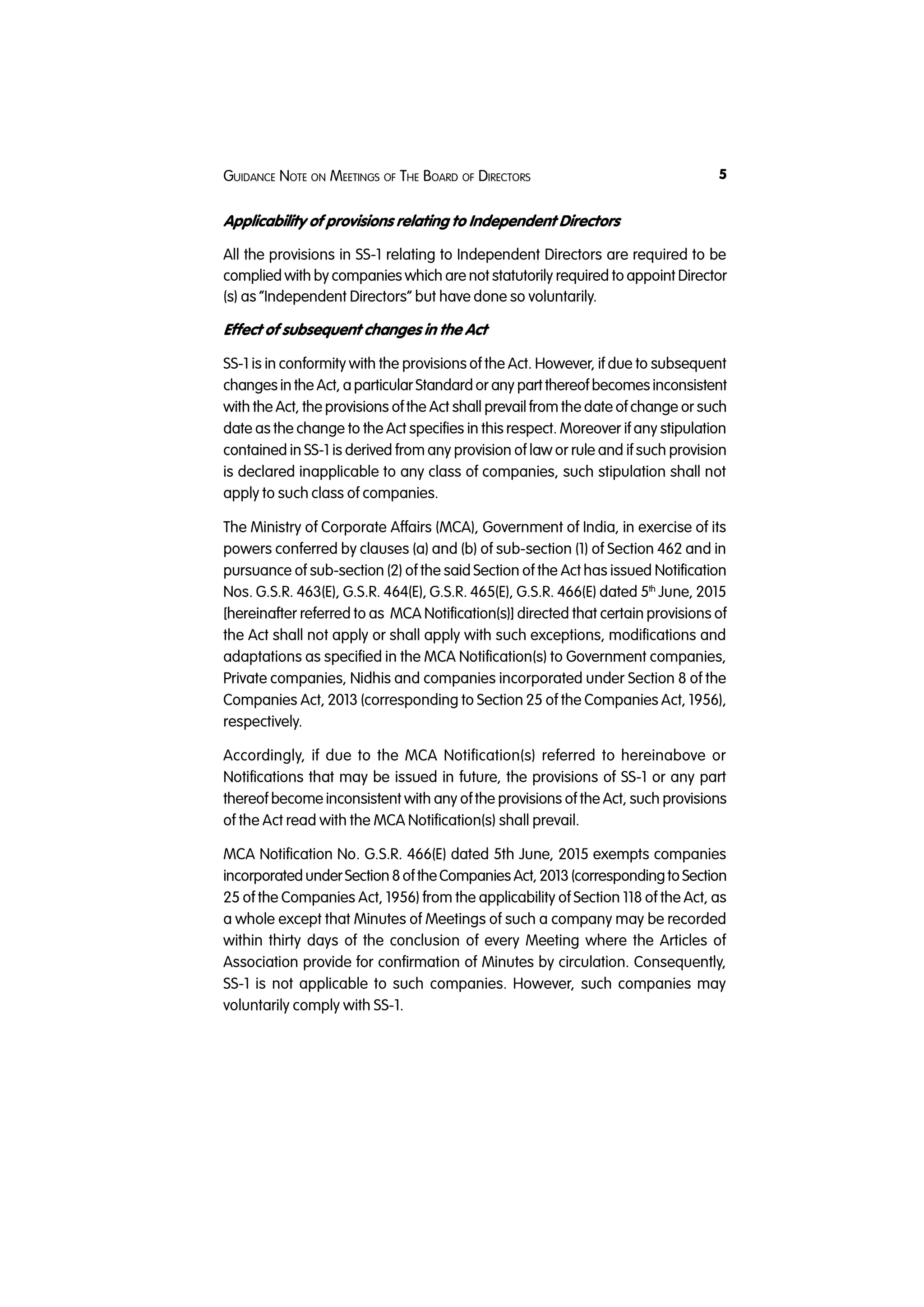 Final guidance note on meeting of the board of directors by ICSI | PDF