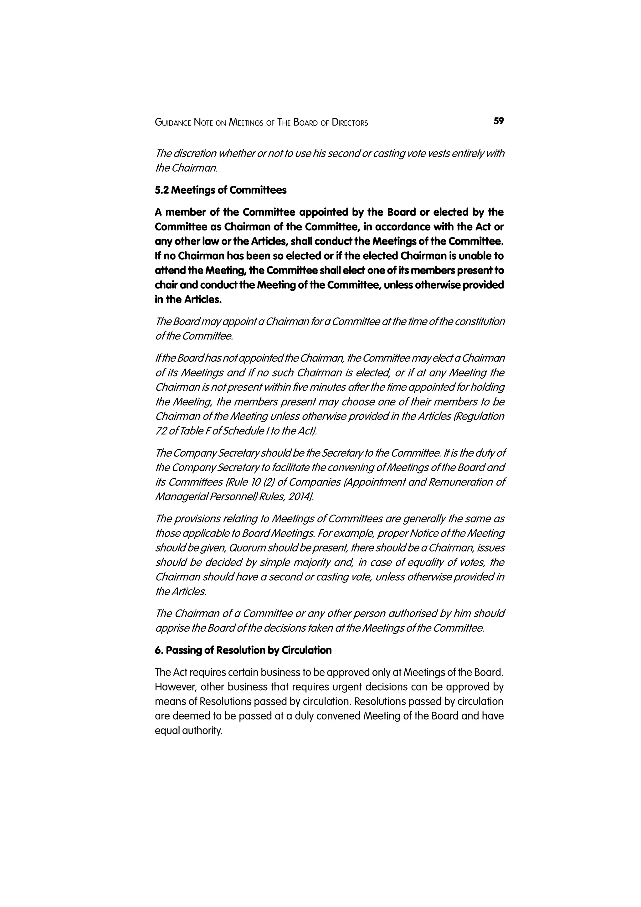 Final guidance note on meeting of the board of directors by ICSI | PDF