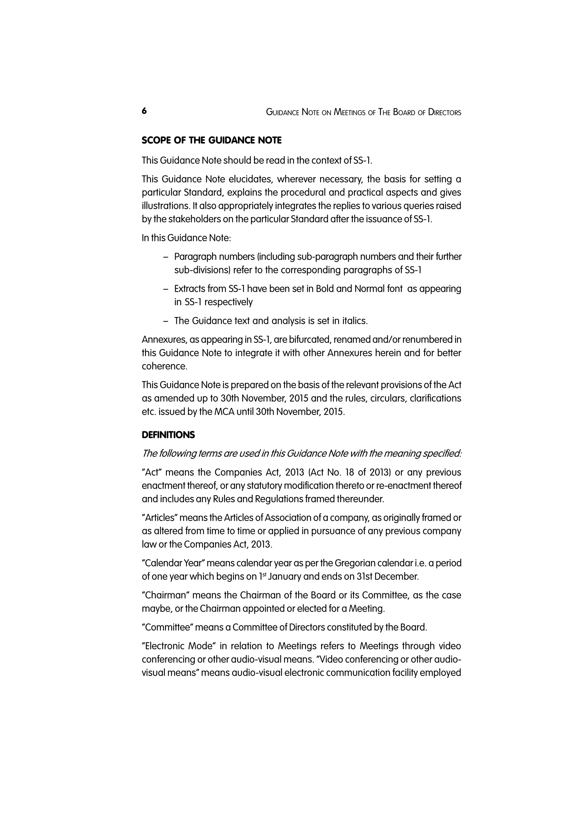 Final guidance note on meeting of the board of directors by ICSI | PDF