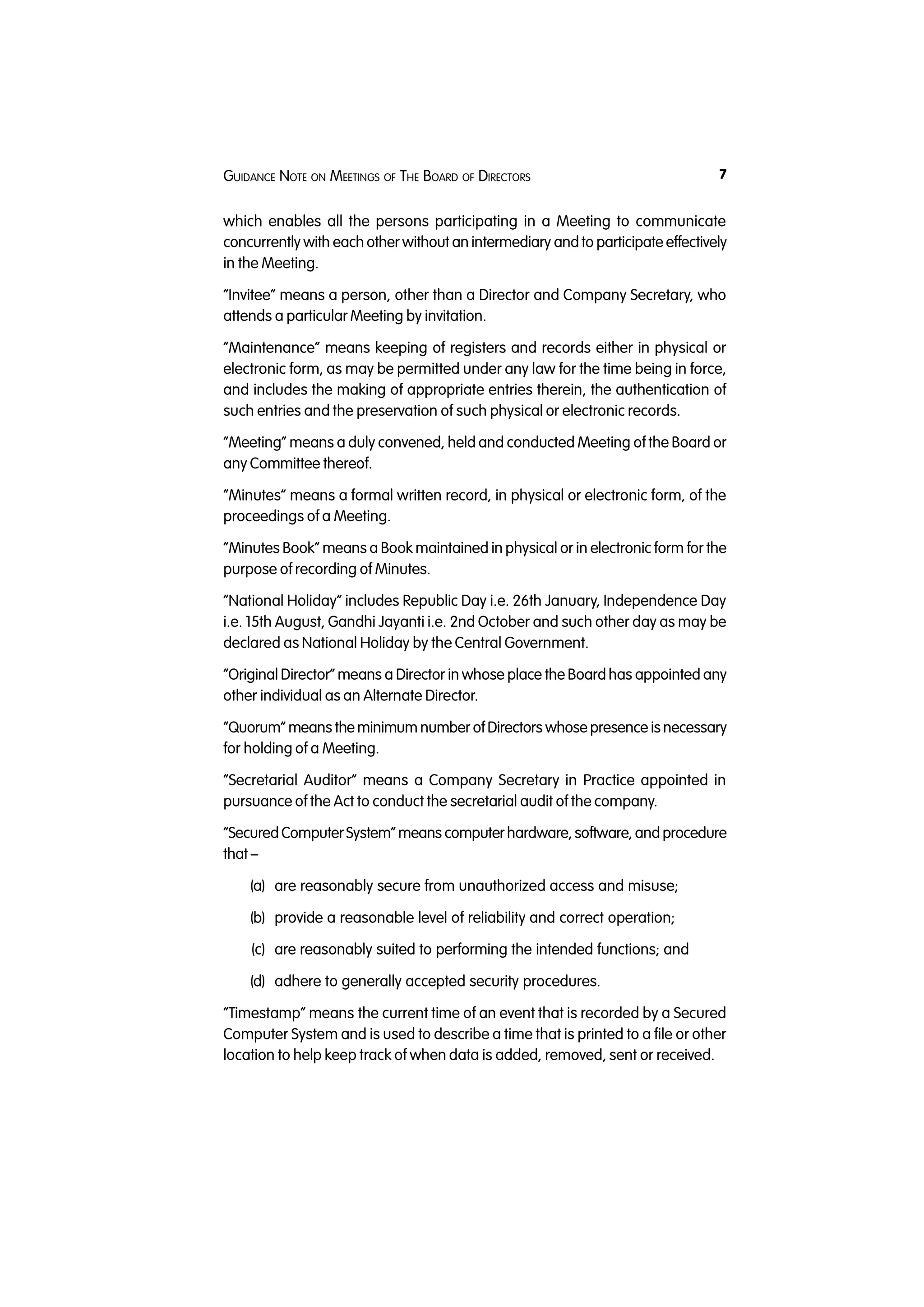 Final guidance note on meeting of the board of directors by ICSI | PDF