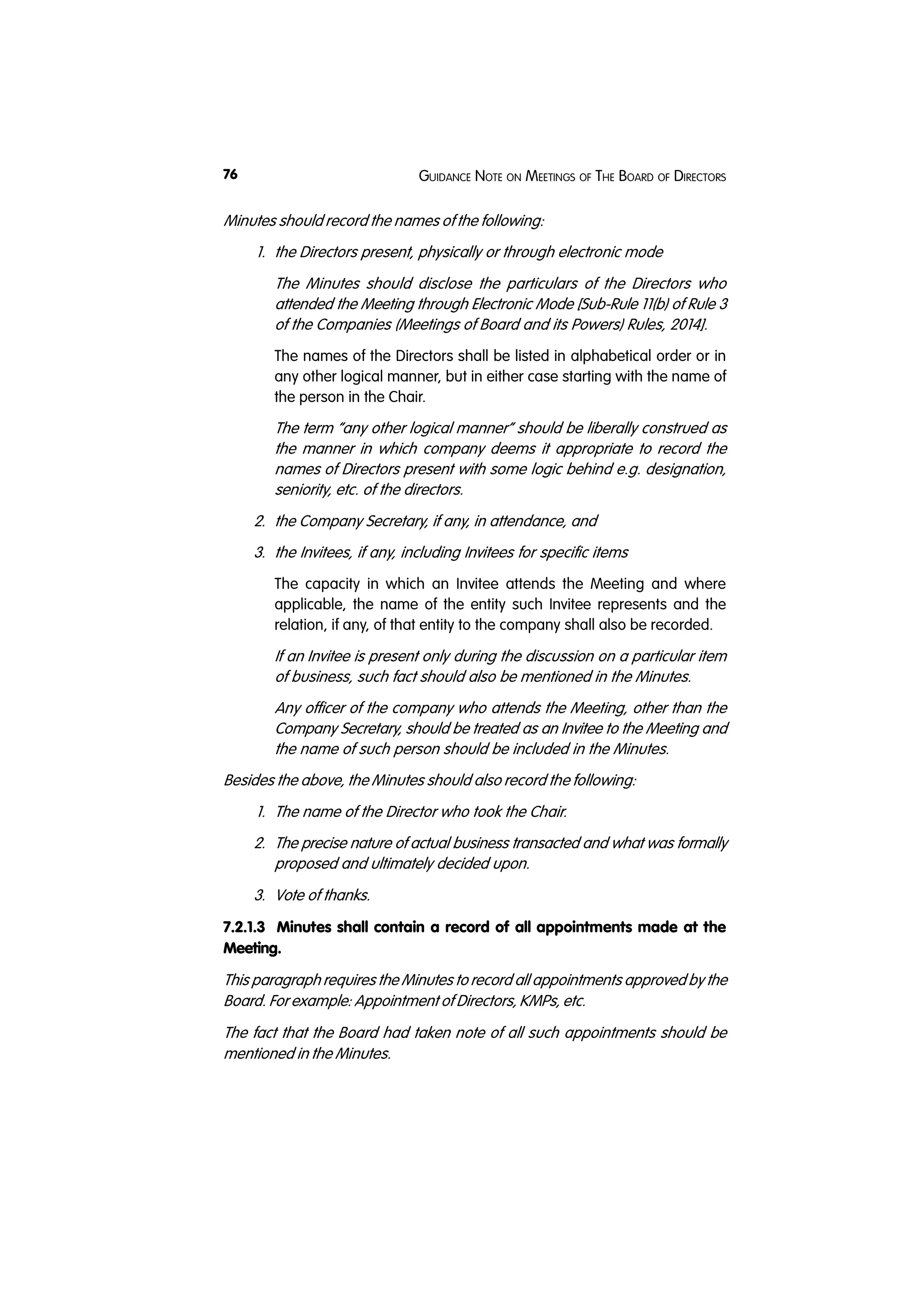 Final guidance note on meeting of the board of directors by ICSI | PDF