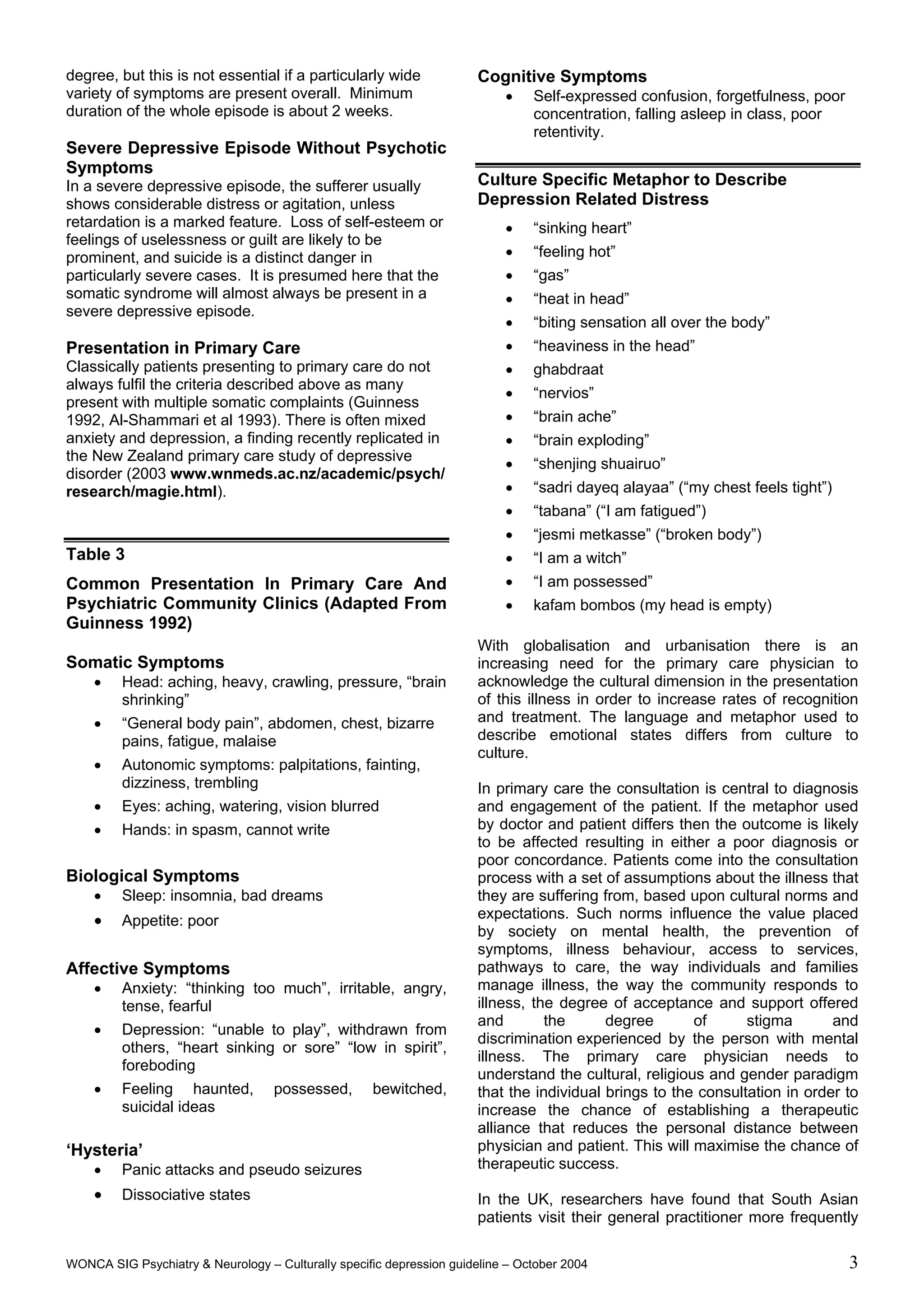 culture & depression Wonca guideline | PDF