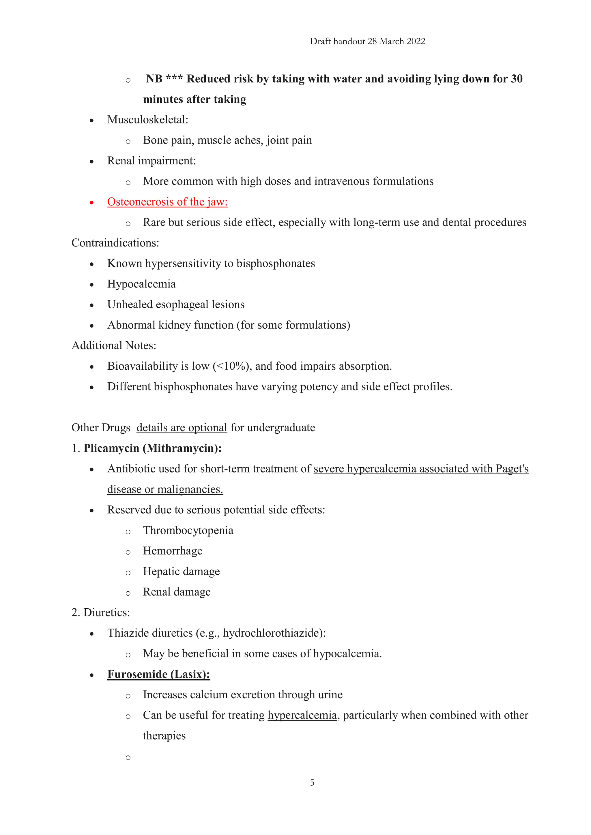 Final handout, pharmacology of drugs used for calcium disorders .docx