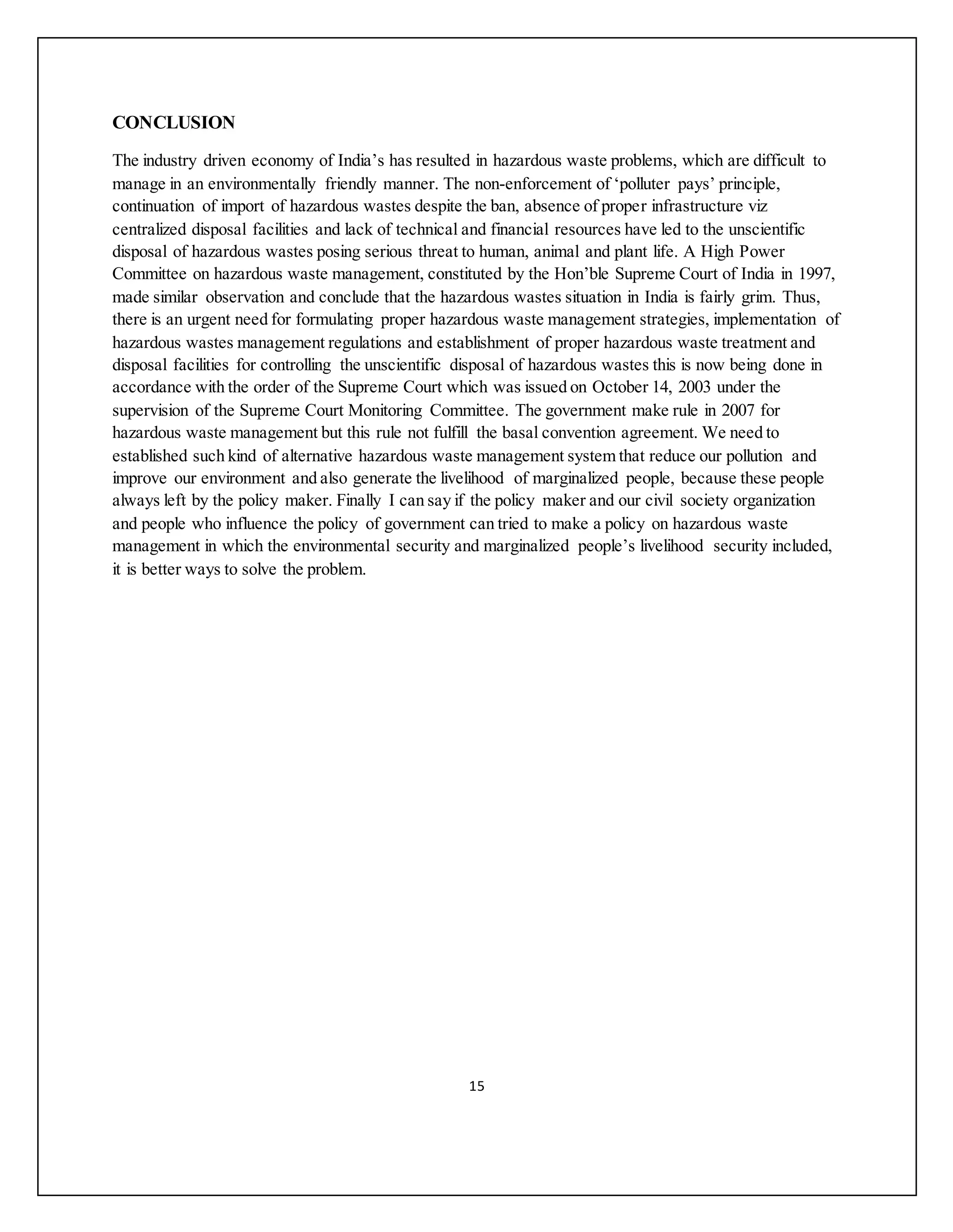 hazardous waste Management | DOCX