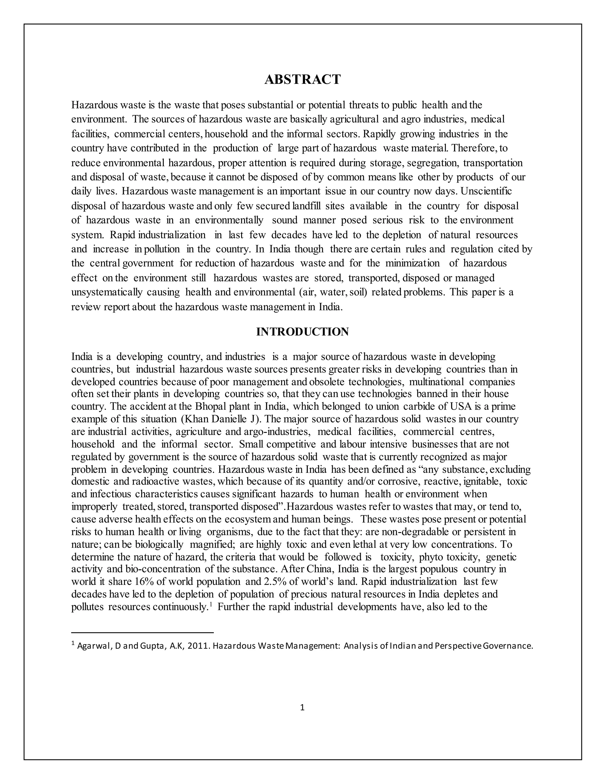 hazardous waste Management | DOCX